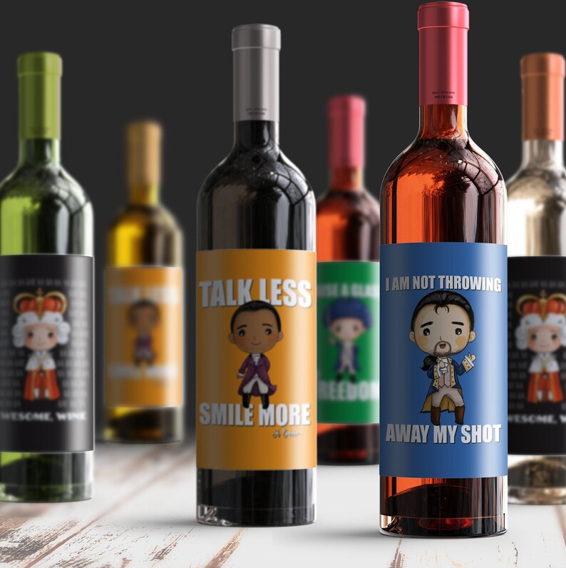 Hamilton Wine Labels Set 4 Wine Labels Wine Label Stickers - Etsy