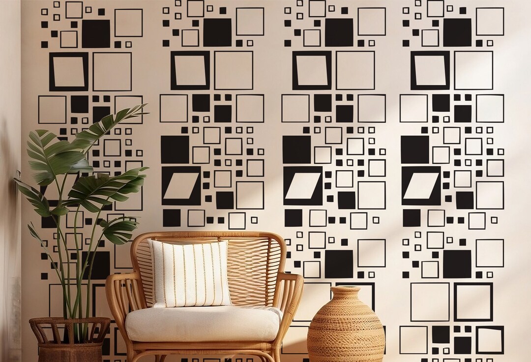 Mid-century Modern Wall Decals | Square Geometric Shapes | Custom ...