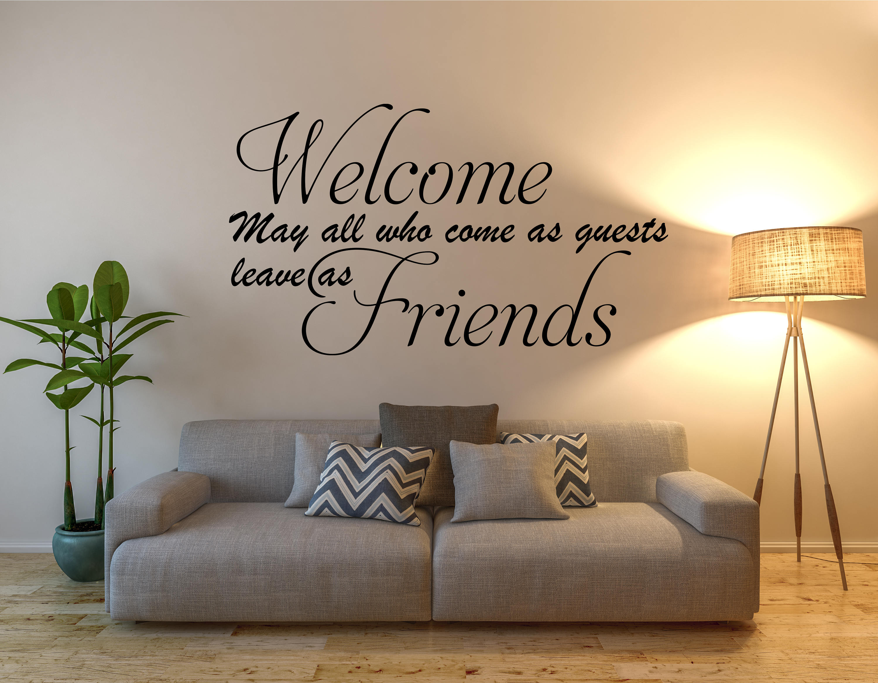 Welcome Guests Leave Friends Quote Wall Decal - Living Room Decor (31"h ...