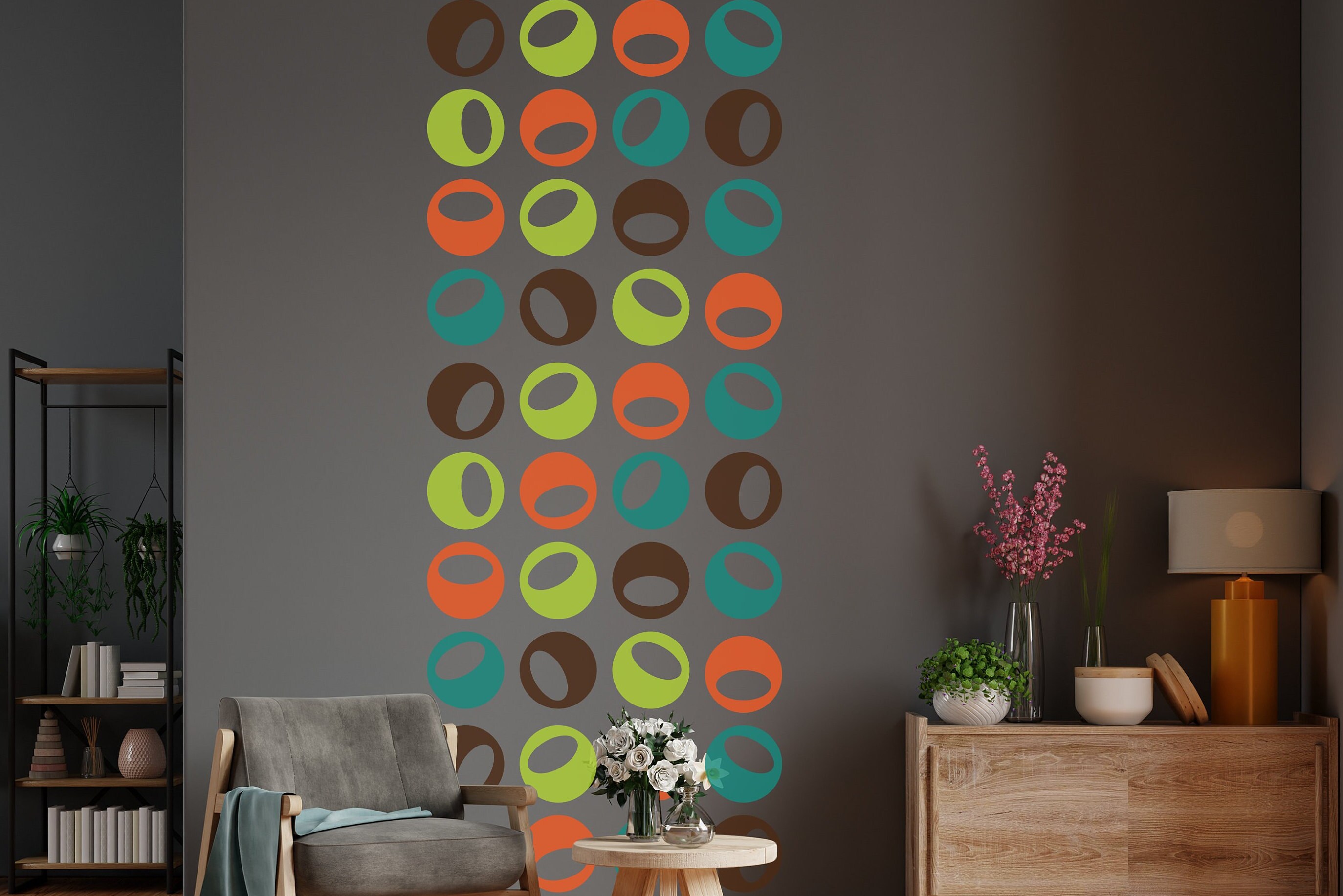 Retro Circles Mid Century Decals Retro 70s Decor Wall - Etsy