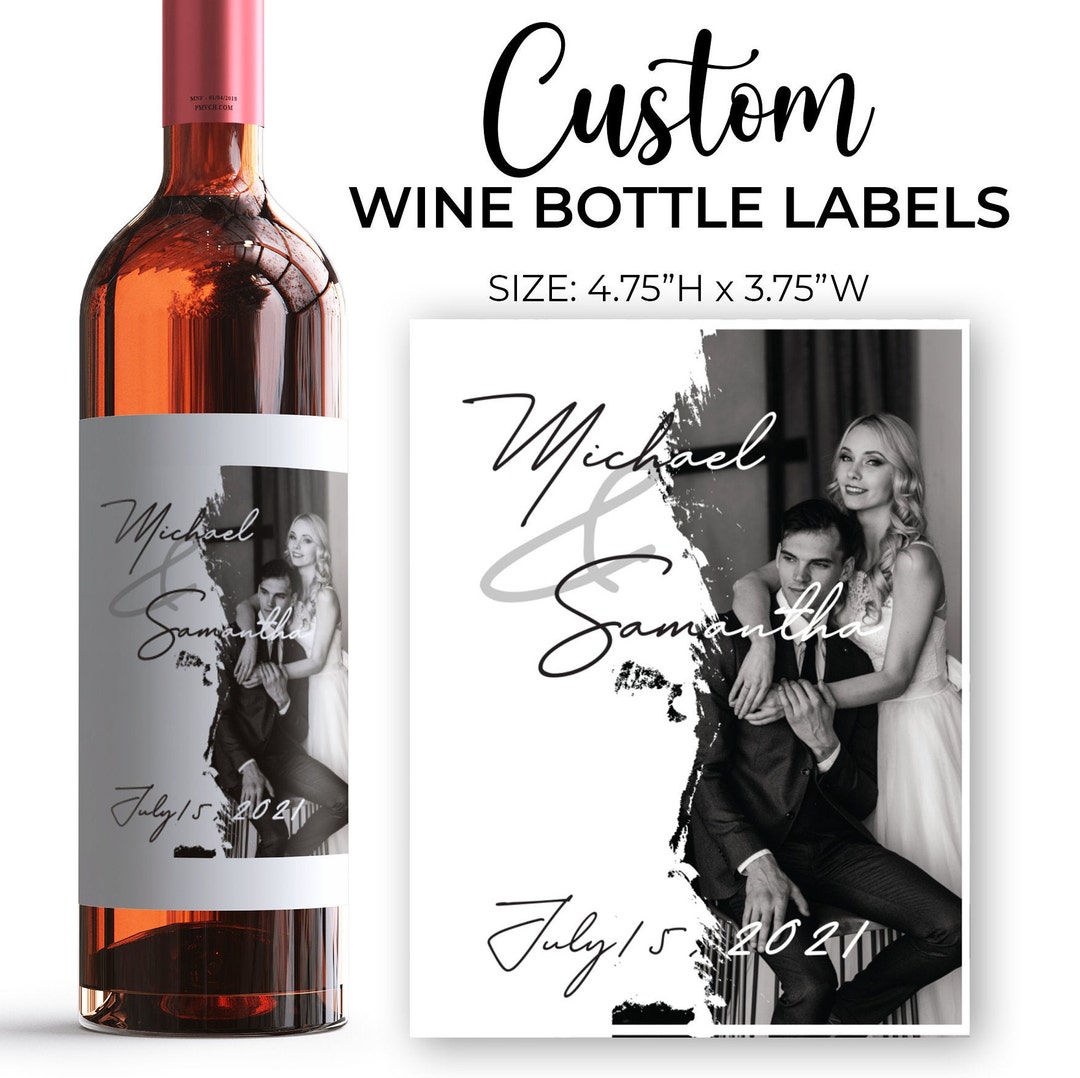 Photo Wedding Wine Label, Personalized Wedding Wine Bottle Labels ...