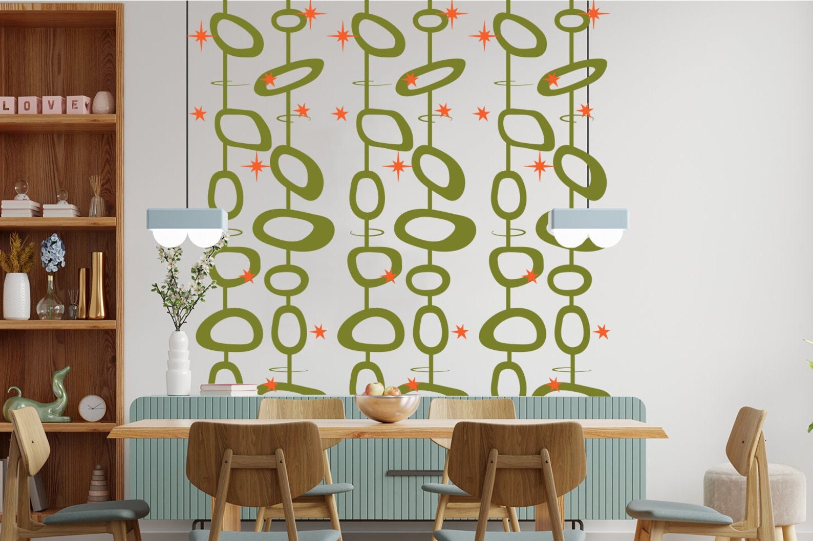 Mid-century Modern Star Chain Pattern Mid Century Modern Wall - Etsy