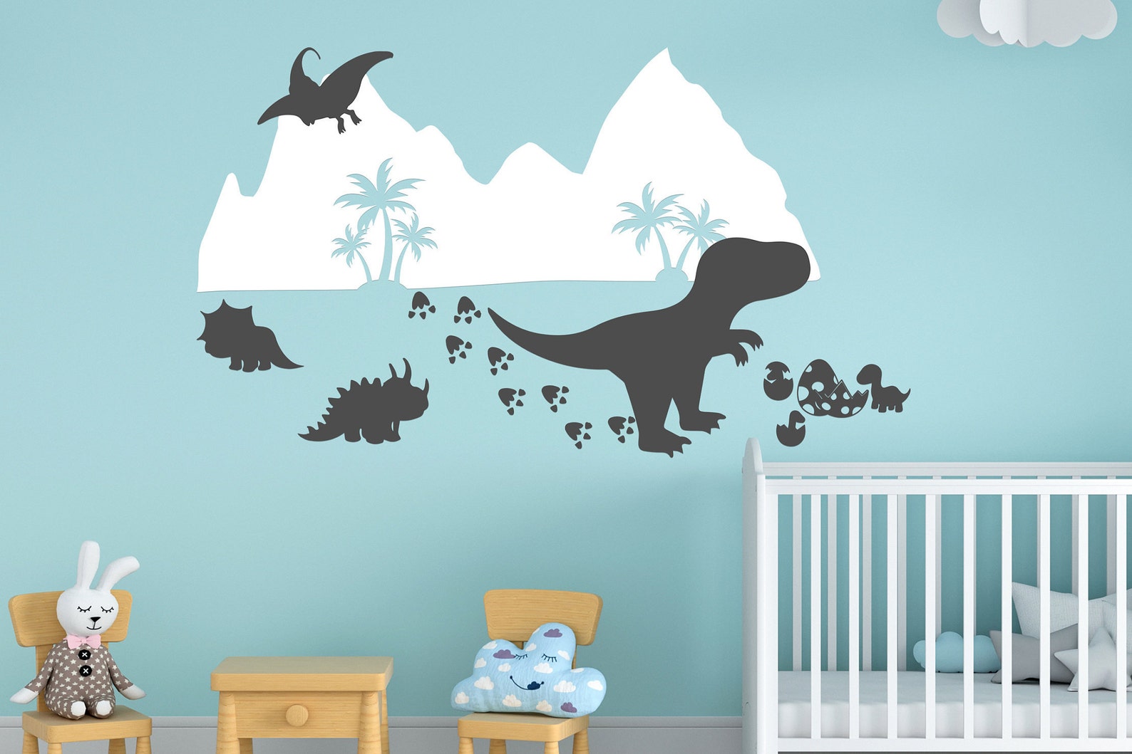 Dinosaur Scene wall decal Dinosaur Inspired Kids Dinosaur | Etsy
