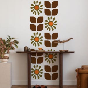 Mid-century Modern Flower Wall Decals | 60s 70s Retro Decor | Vintage ...
