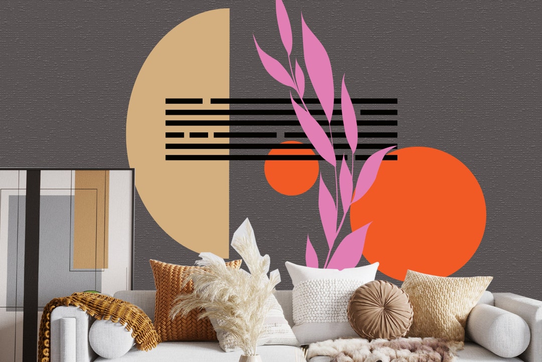 Boho Style Wall Decal, Mid Century Plant Wall Decal, Boho Wall Stickers ...