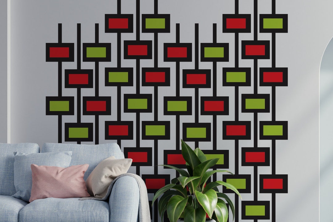 Geometric Square Wall Decal: Retro Mid-century Modern Decor - Etsy