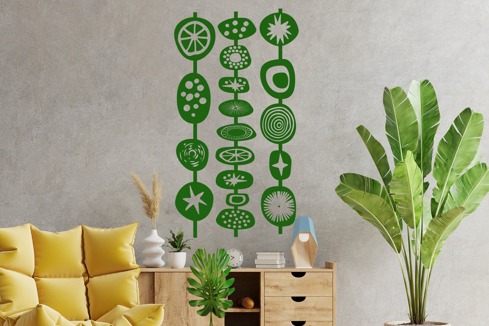 Vintage Retro Fruit Mid Century Retro 70s Decor Oval Shapes | Etsy