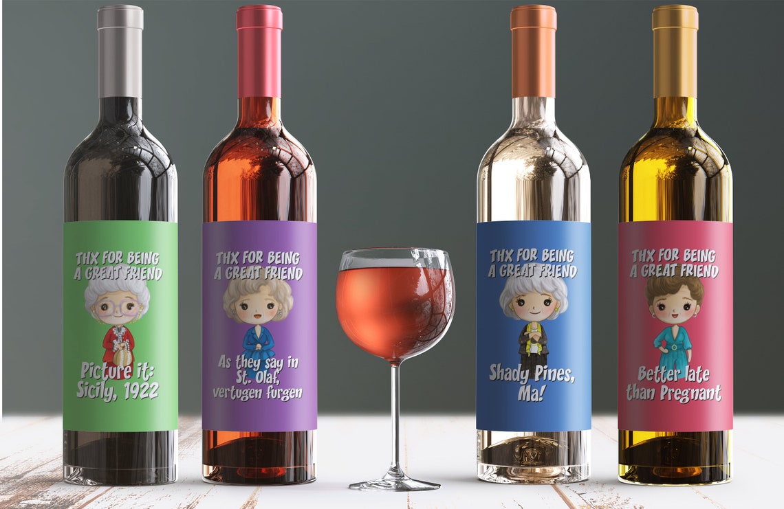 Golden Set of 4 stickers Party Wine Labels Wine Labels Wine | Etsy