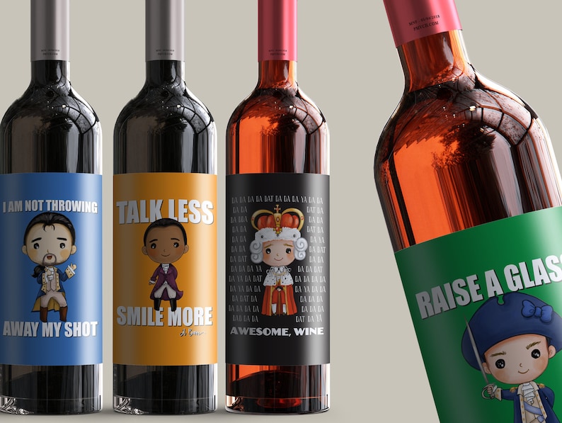 Hamilton Wine Labels Set 4 Wine Labels Wine Label Stickers - Etsy