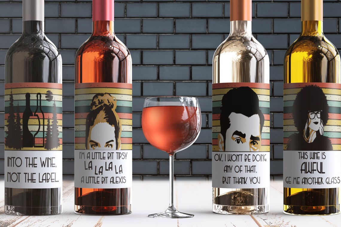 Family Set 4 Party Wine Labels Wine Label Stickers David - Etsy