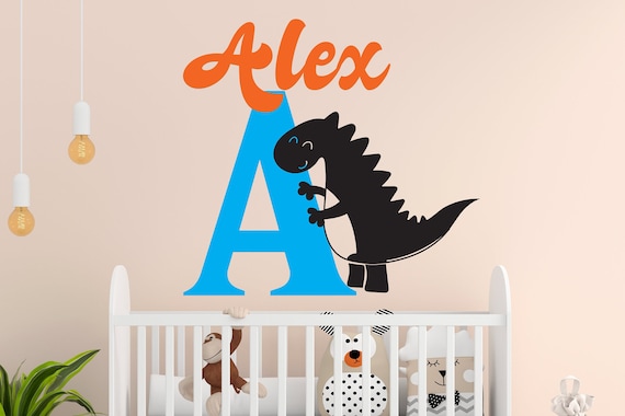 Dinosaur Monogram Name Wall Decal Children Name Wall Decal | Etsy