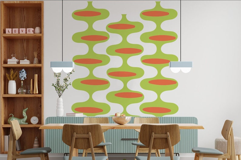 Mid Century Shapes Abstract Retro 70s Decor Mid Century - Etsy