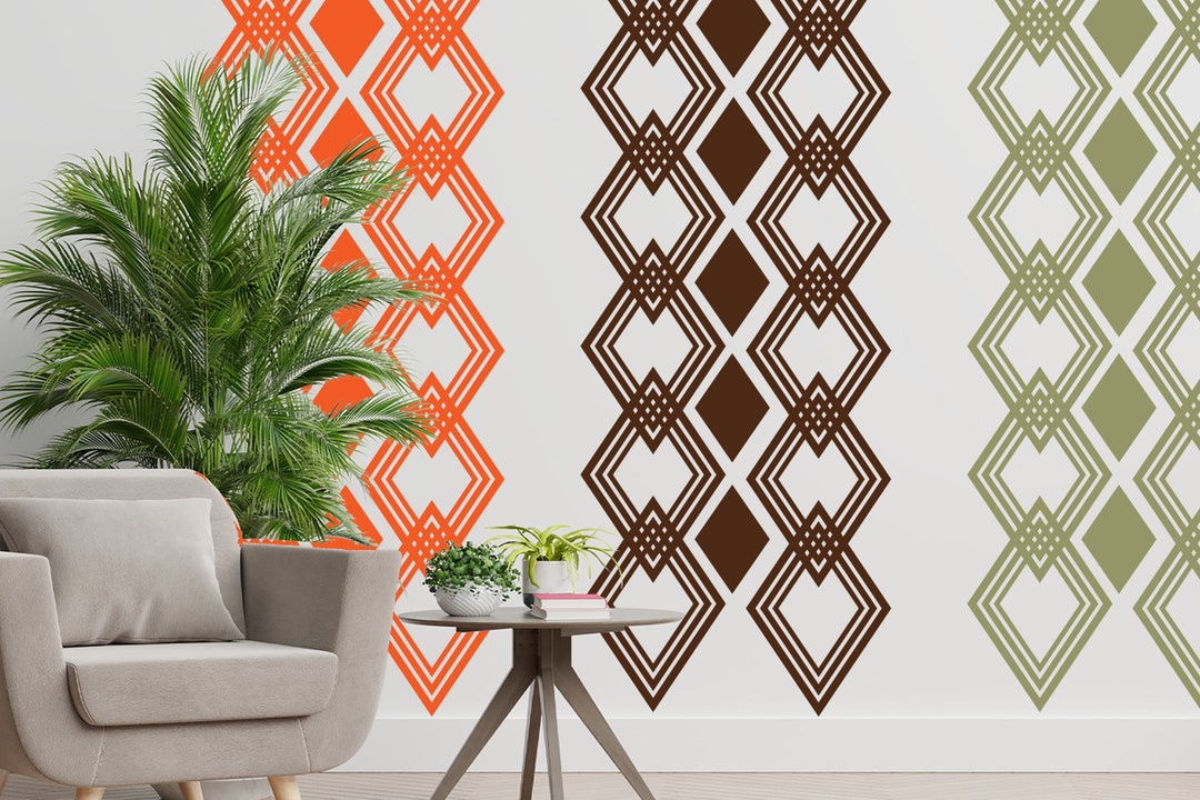 Mid Century Modern Rhombus Wall Sticker | 80"h X 22"w | MCM Wall Decal ...