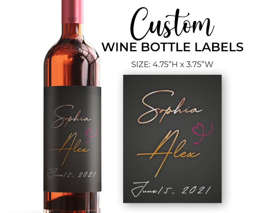 Personalized Wedding Wine Bottle Labels: High Gloss, Weatherproof - Etsy