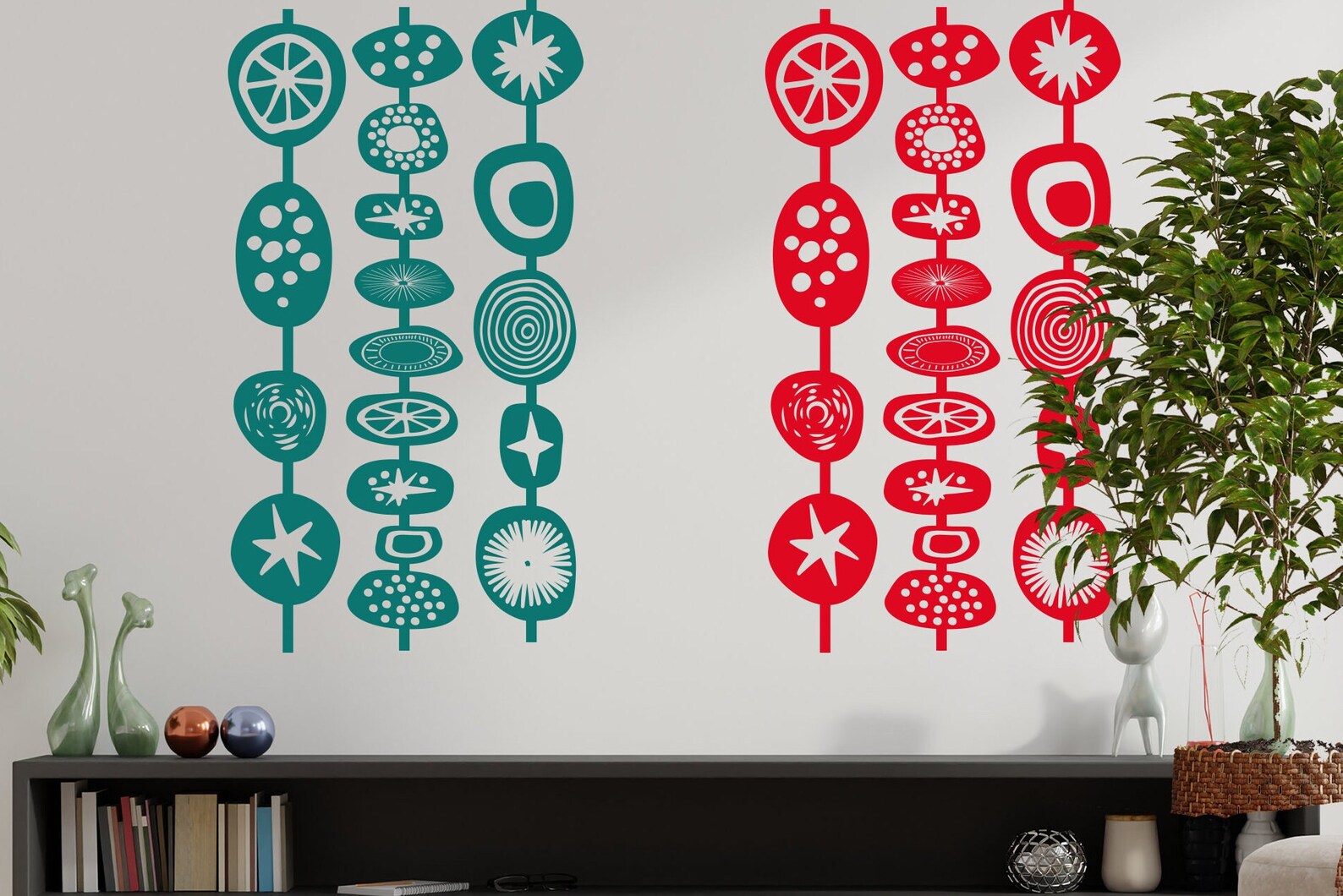 Vintage Retro Fruit Mid Century Retro 70s Decor Oval Shapes | Etsy