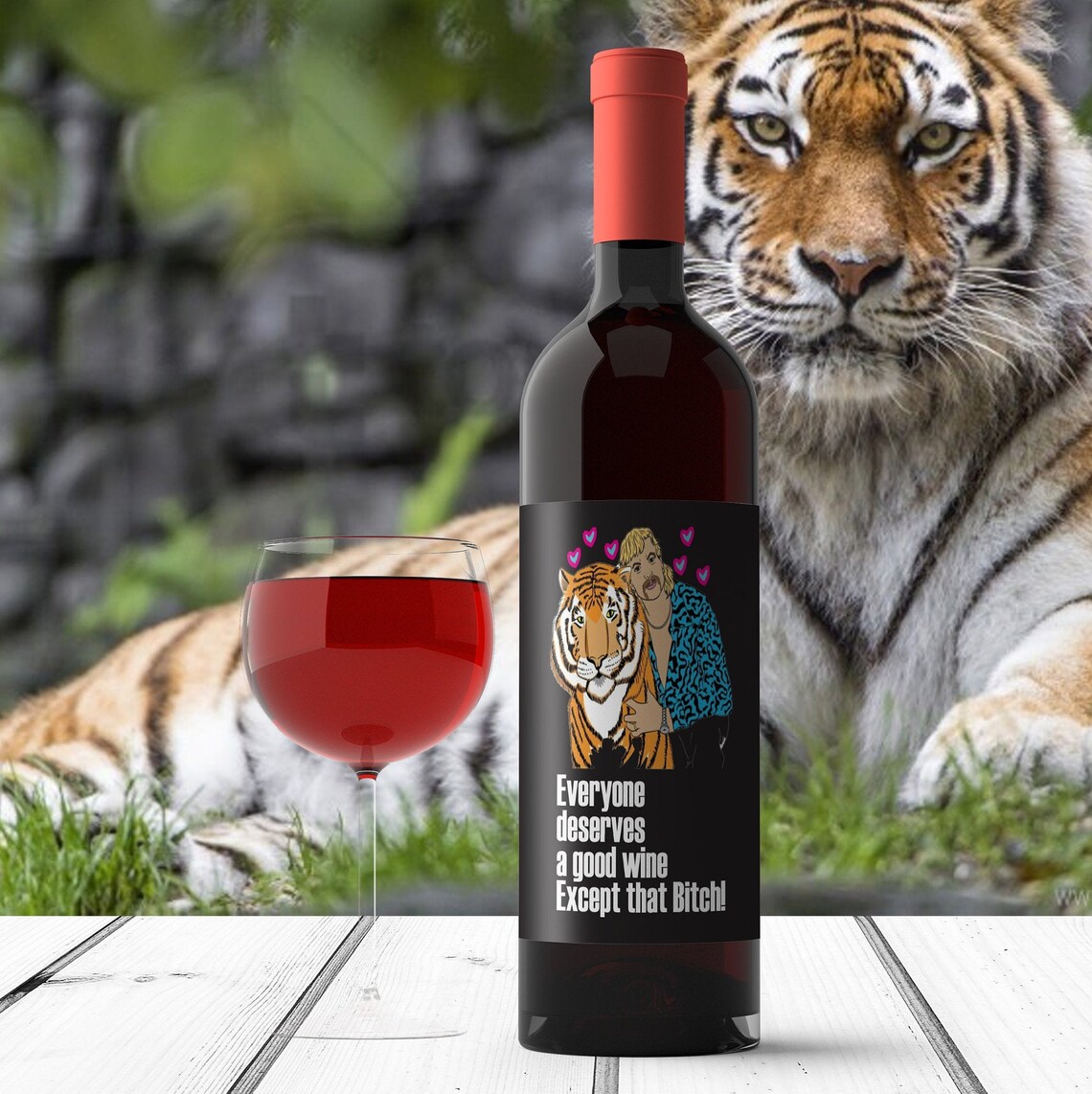Carole Basking Wine Label Tiger King Quarantine That Bitch | Etsy