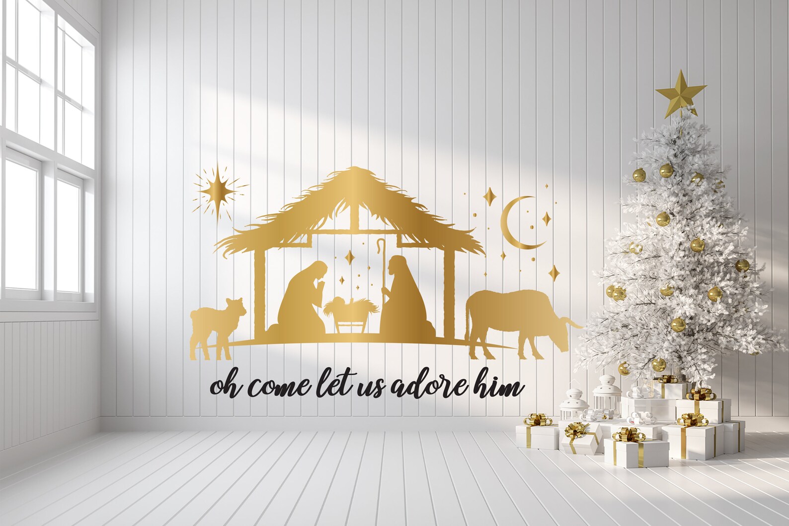 Oh Come Let Us Adore Him Wall Decal Custom Color Wall - Etsy