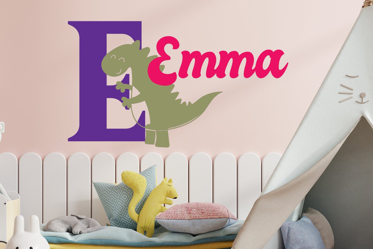 Dinosaur Monogram Name Wall Decal Children Name Wall Decal | Etsy