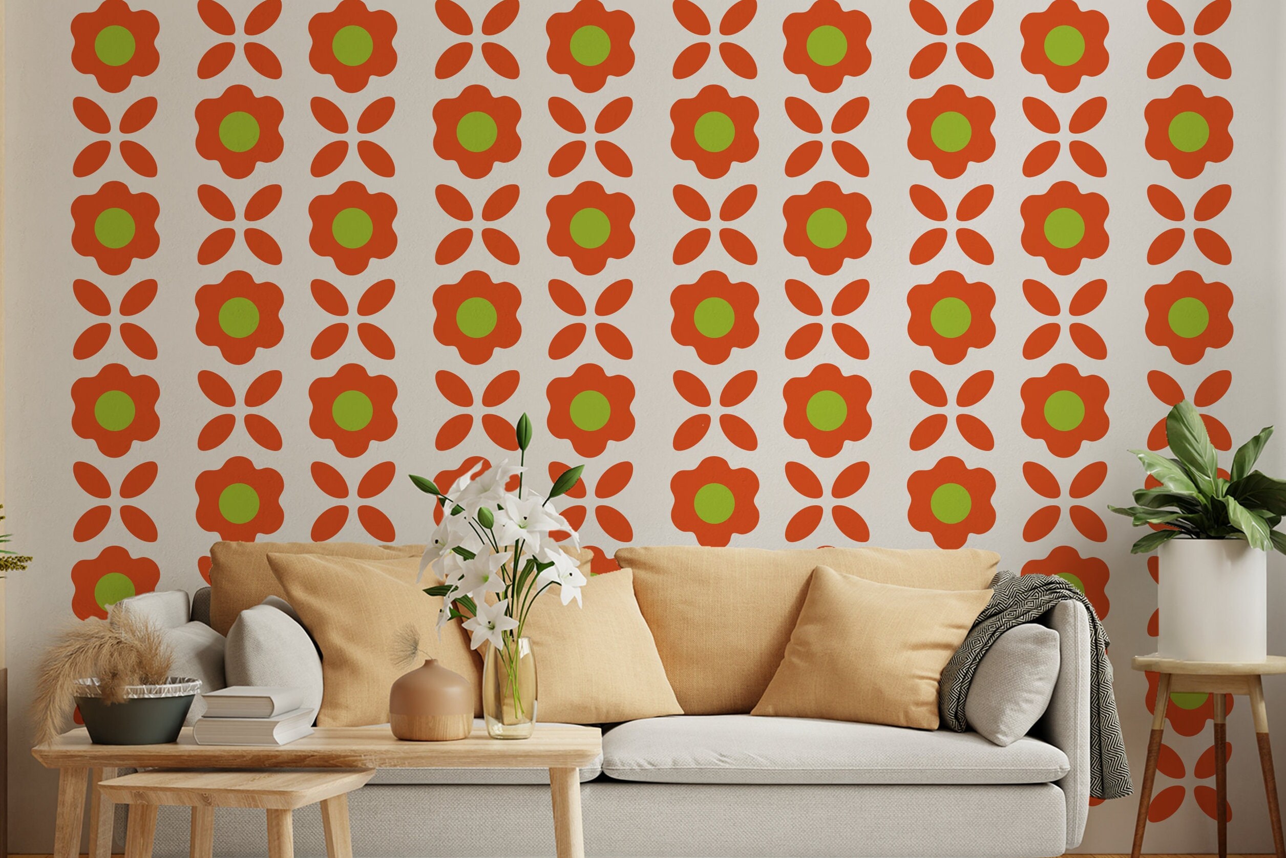 Retro Flower Wall Decal: 60s 70s Geometric Stripes (80h" X 22w") - Etsy