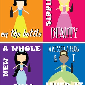 Princess Wine Labels Bachelorette Wine Labels Set 2, Bridal Party ...