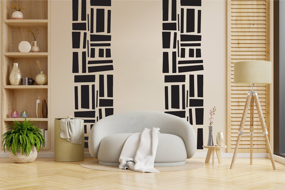 Mid-century Modern Rectangles Wall Decal | 80” X 22", Custom Colors ...