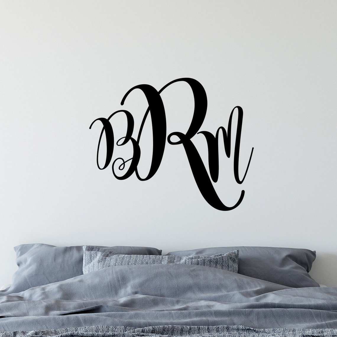Initial Monogram Wall Decor Bedroom Wall Decal Initial Wall - Etsy