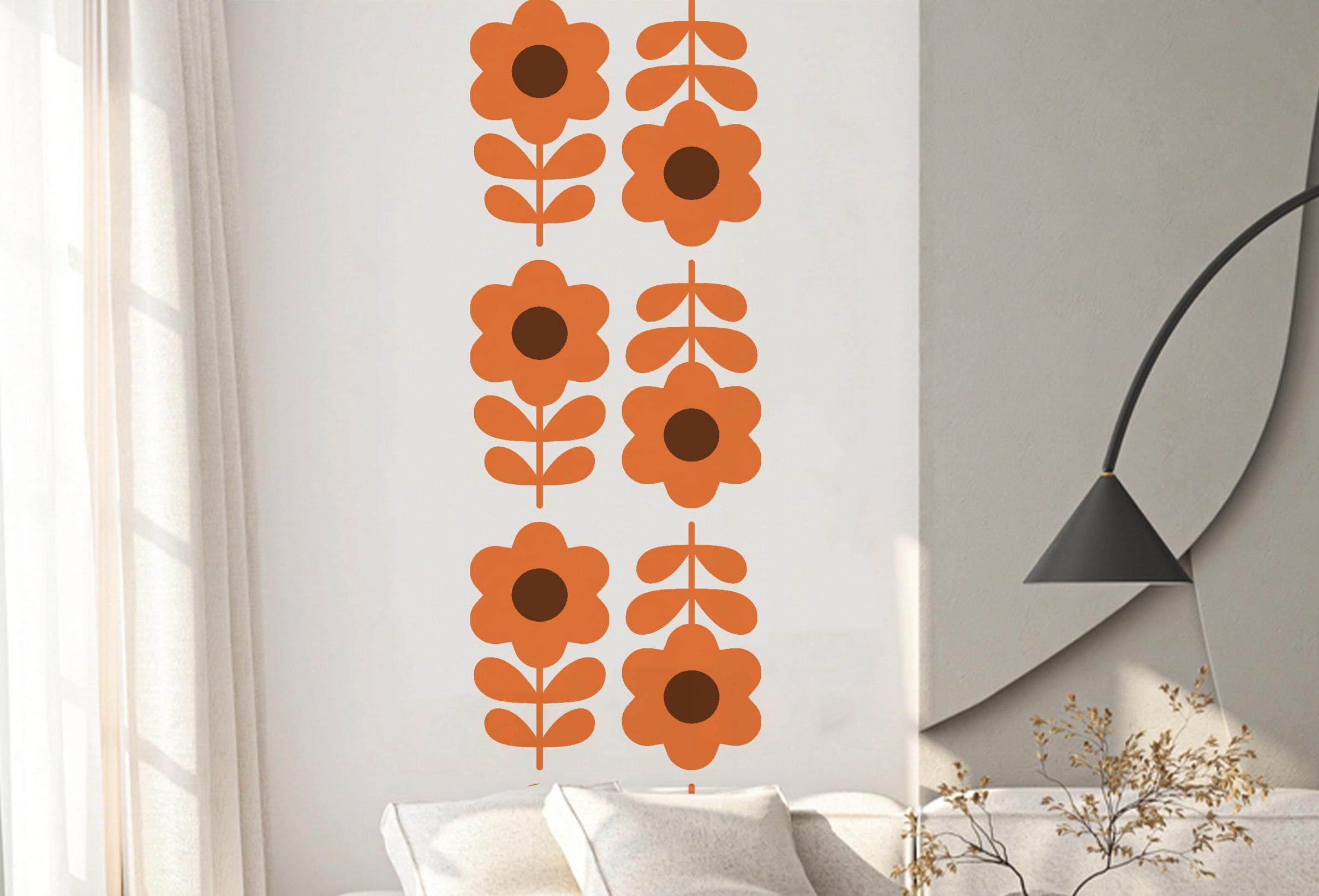 Retro Daisy Flower Wall Decal: 60s 70s Geometric Mid-century Decor - Etsy