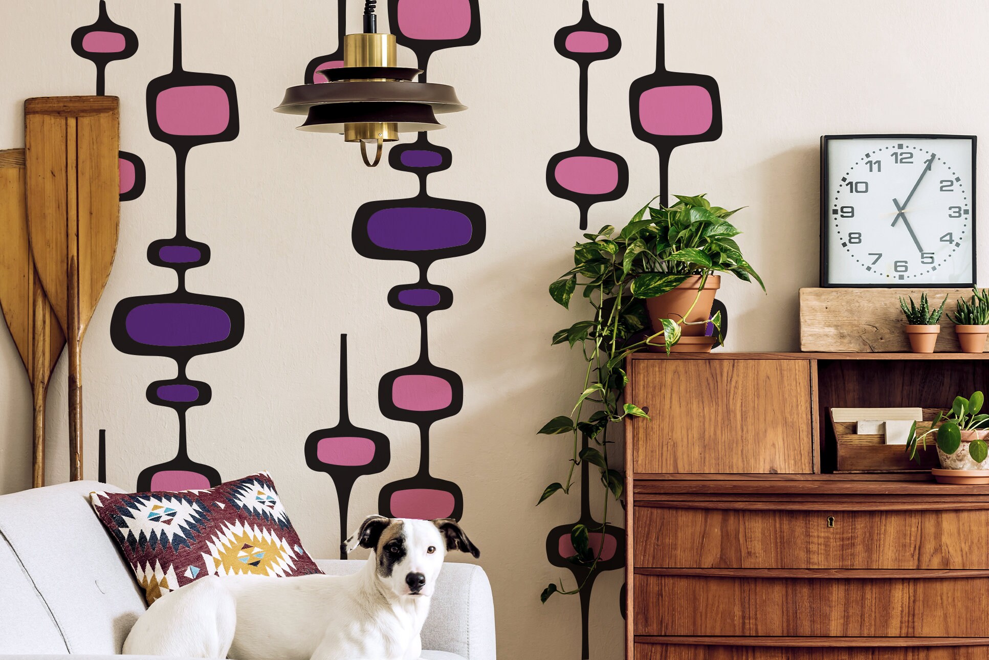 Retro Vibes 70s Mid-century Wall Decal | Peel and Stick | Vintage Wall ...