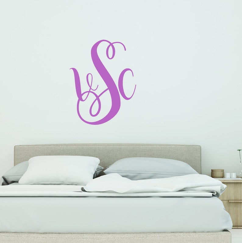 Initial Monogram Wall Decor Bedroom Wall Decal Initial Wall - Etsy