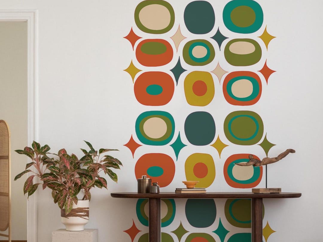 Retro Bohemians of the 60s Mid-century Wall Decal | Peel and Stick ...