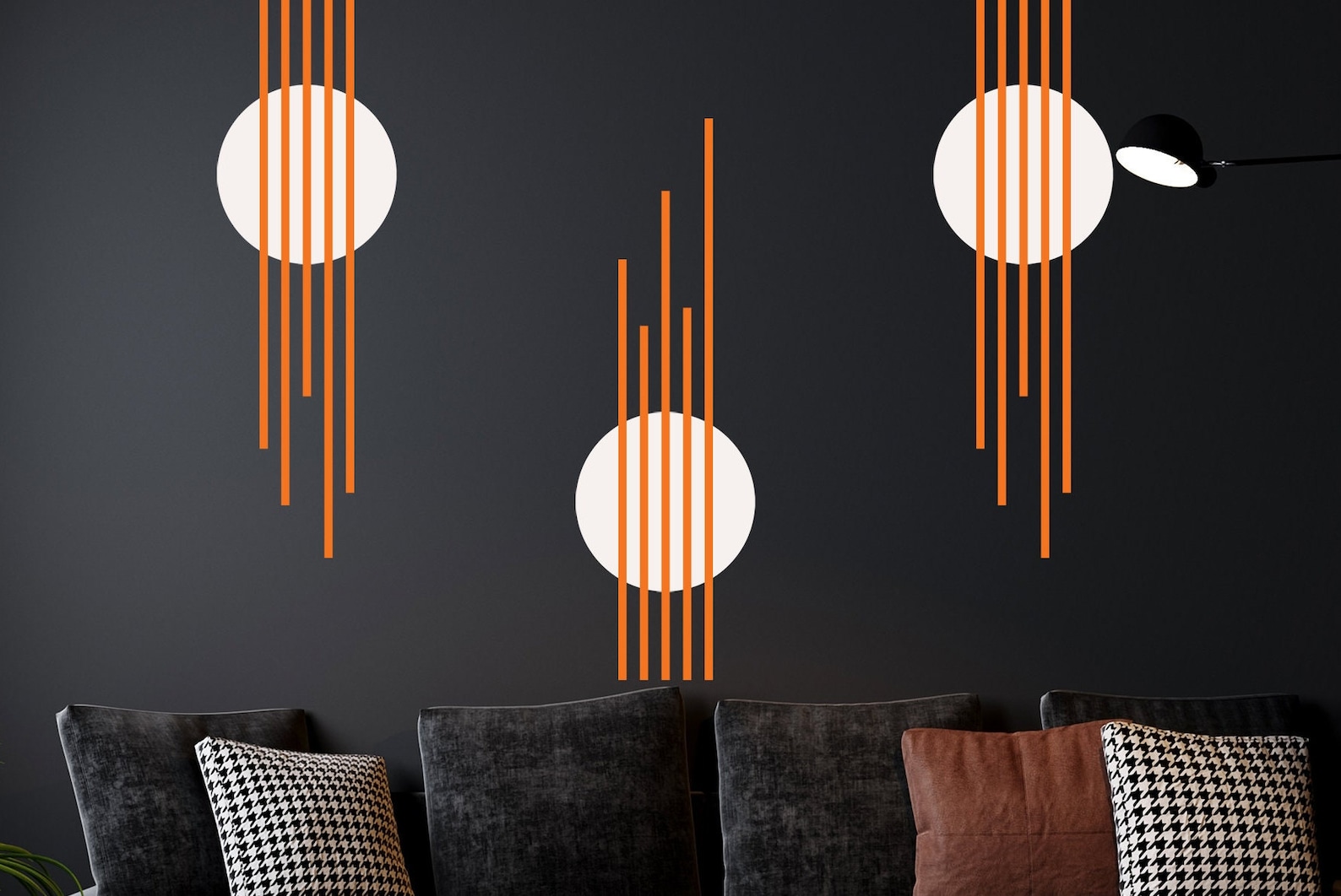Mid Century Circle Lines Wall Decals: Retro 70s Decor - Etsy