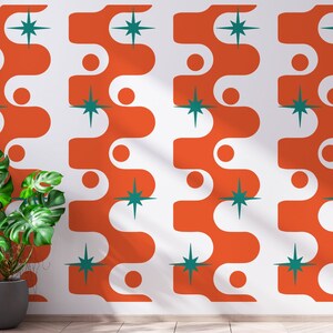 Mid-century Modern Star Chain Pattern, Retro 70s Decor, Mid Century ...