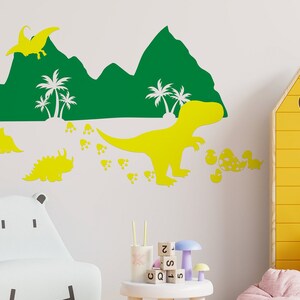 Dinosaur Scene Wall Decal, Dinosaur Inspired Kids, Dinosaur Wall Decor ...