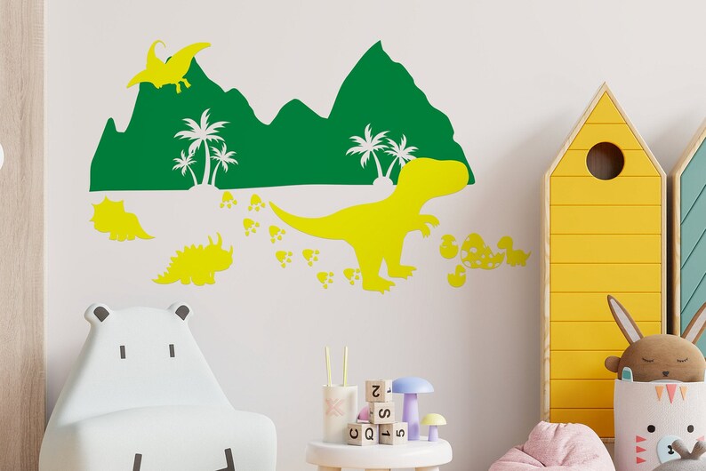 Dinosaur Scene wall decal Dinosaur Inspired Kids Dinosaur | Etsy
