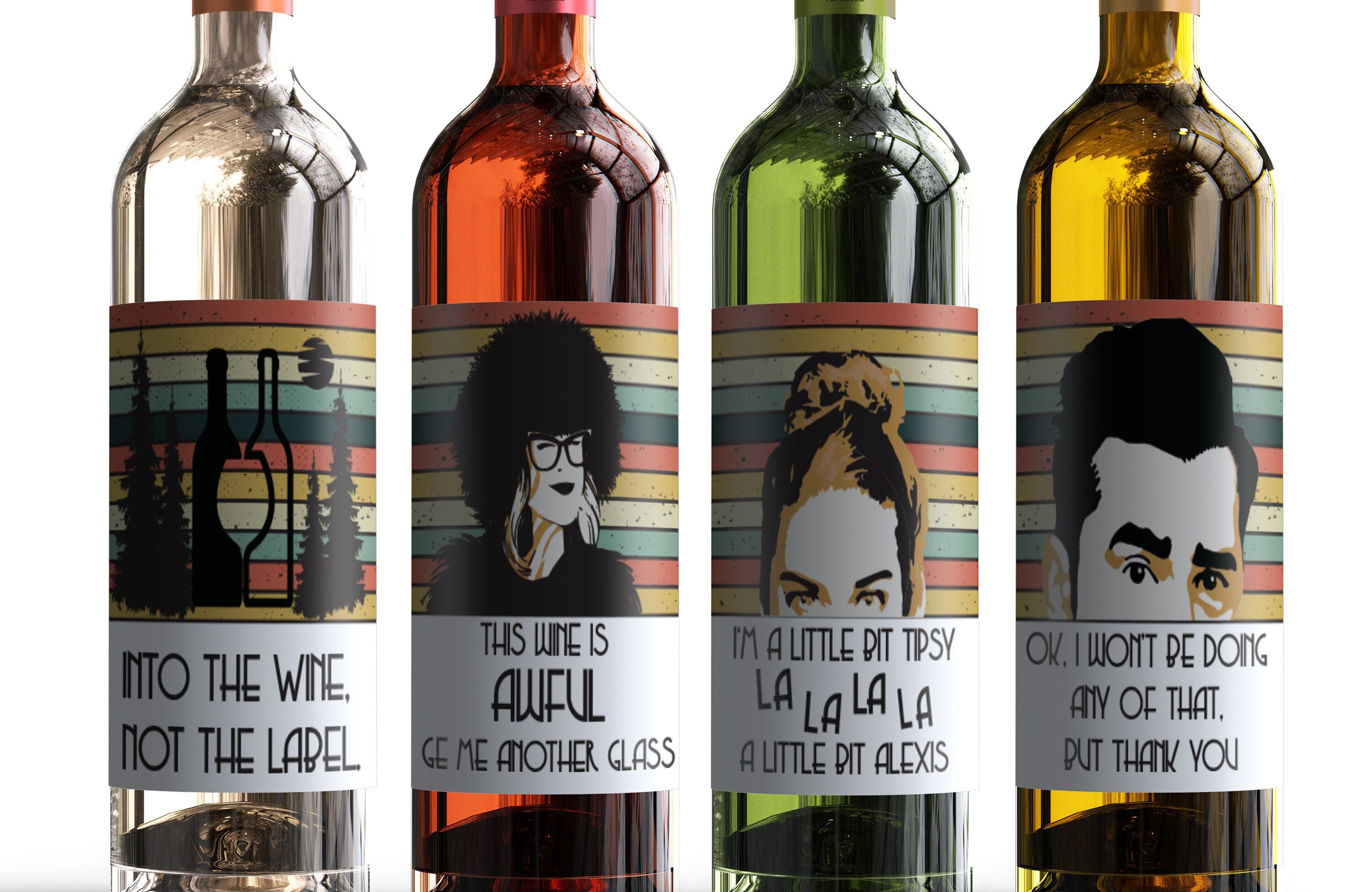 Family Set 4 Party Wine Labels Wine Label Stickers David - Etsy