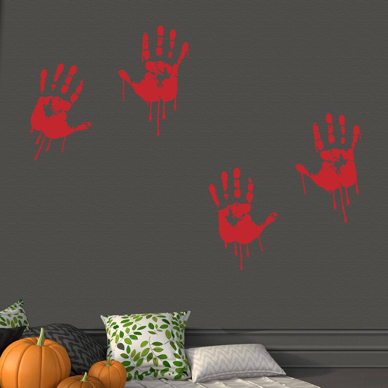 Halloween Decoration Murder Zombie Monster Dead Bloody Hand Prints Wall ...