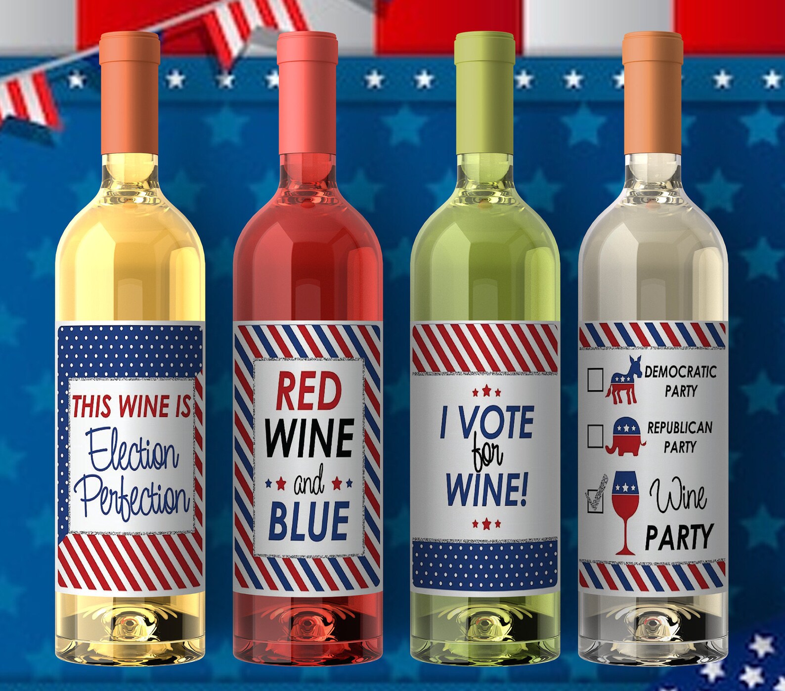 Election Party Wine Labels Wine Labels for Election - Etsy