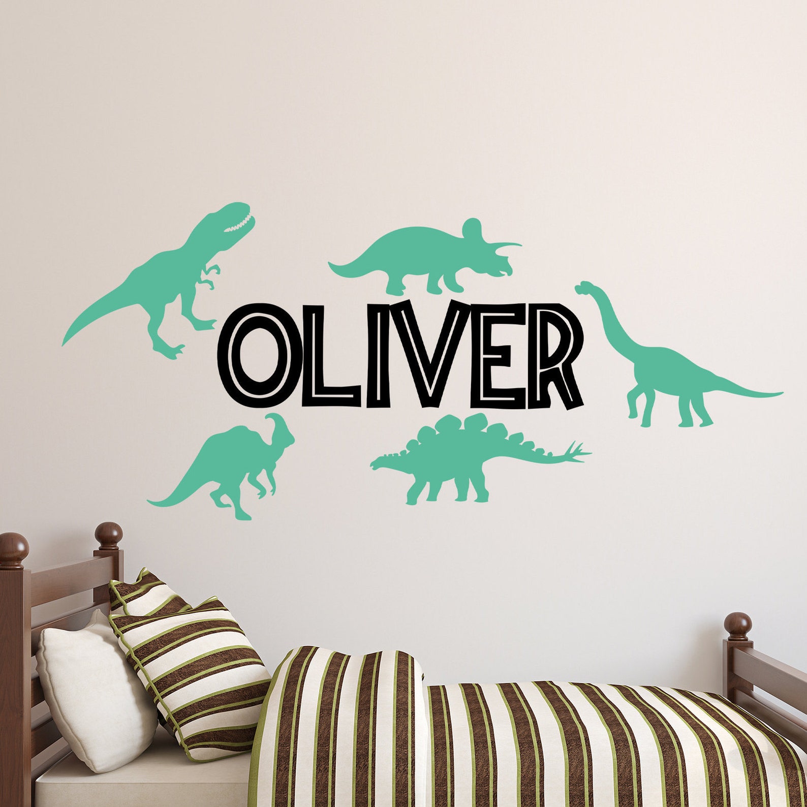 Personalized Name and Color Dinosaurs Wall Decal Children | Etsy