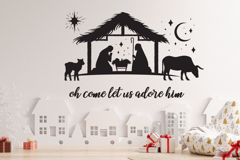 Oh Come Let Us Adore Him Wall Decal Custom Color Wall - Etsy
