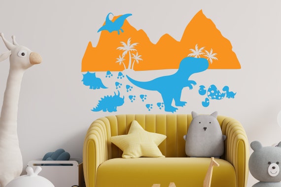 Dinosaur Scene wall decal Dinosaur Inspired Kids Dinosaur | Etsy