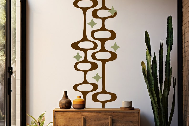 Mid-century Modern Atomic Age Wall Decal | Retro Home Decor, 80” H X 22 ...