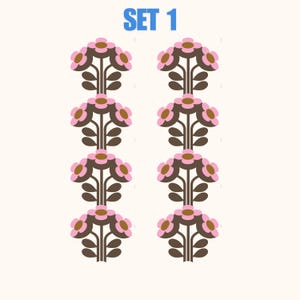 Charming Retro Daisy Floral Wall Decal | 50s & 60s Vintage Peel and ...