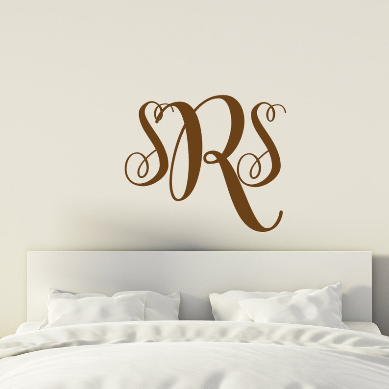 Initial Monogram Wall Decor Bedroom Wall Decal Initial Wall - Etsy