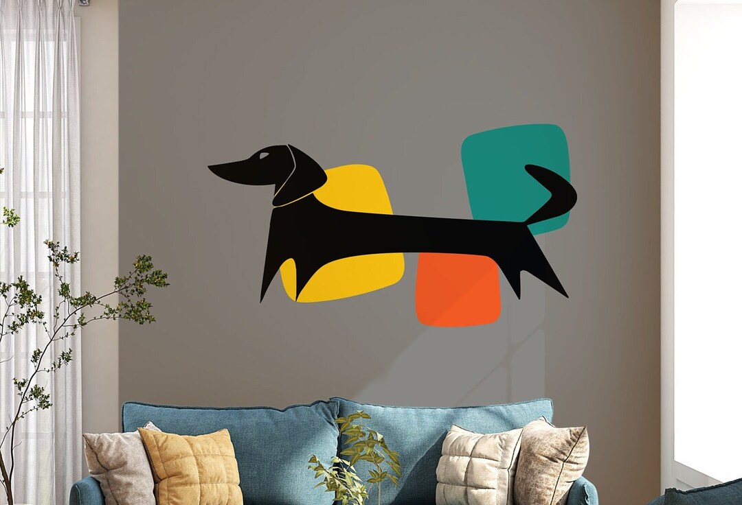 Mid-century Modern Atomic Dachshund Wall Decal | Vintage 70s Retro Home ...