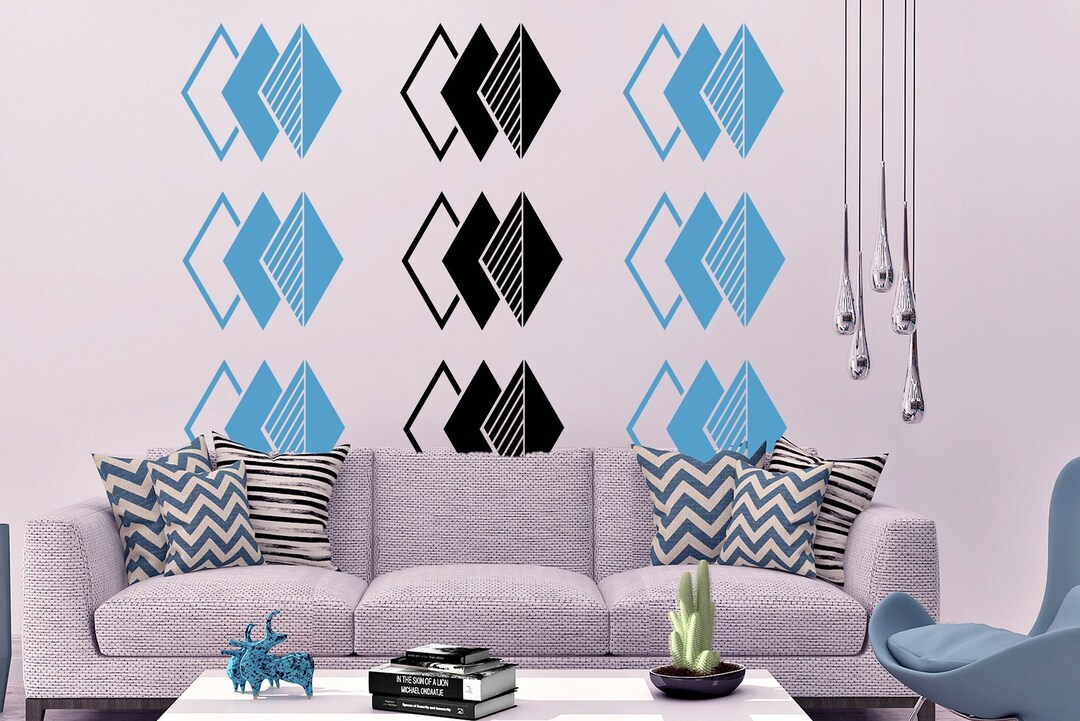 Retro 70s Geometric Rhombus Wall Panels: Mid Century Modern Decor - Etsy