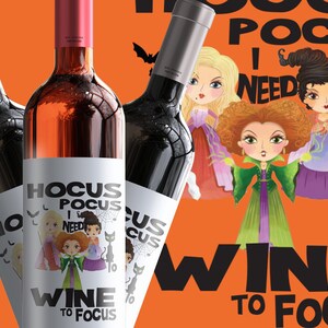 Hocus Pocus Halloween Wine Labels: Waterproof Party Decor - Etsy
