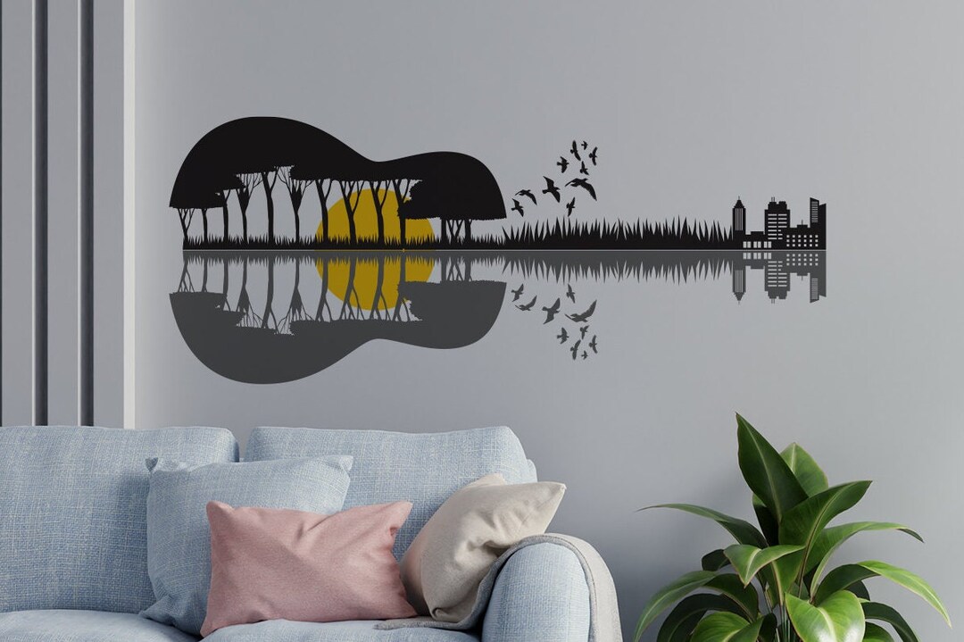 Guitar Forest Landscape Wall Decal, Wall Decor, Wall Stickers, Modern ...