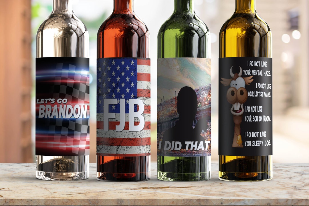 Set of 4 Let's Go Brandon Wine Label, FJB Wine Stickers, Wine Labels ...