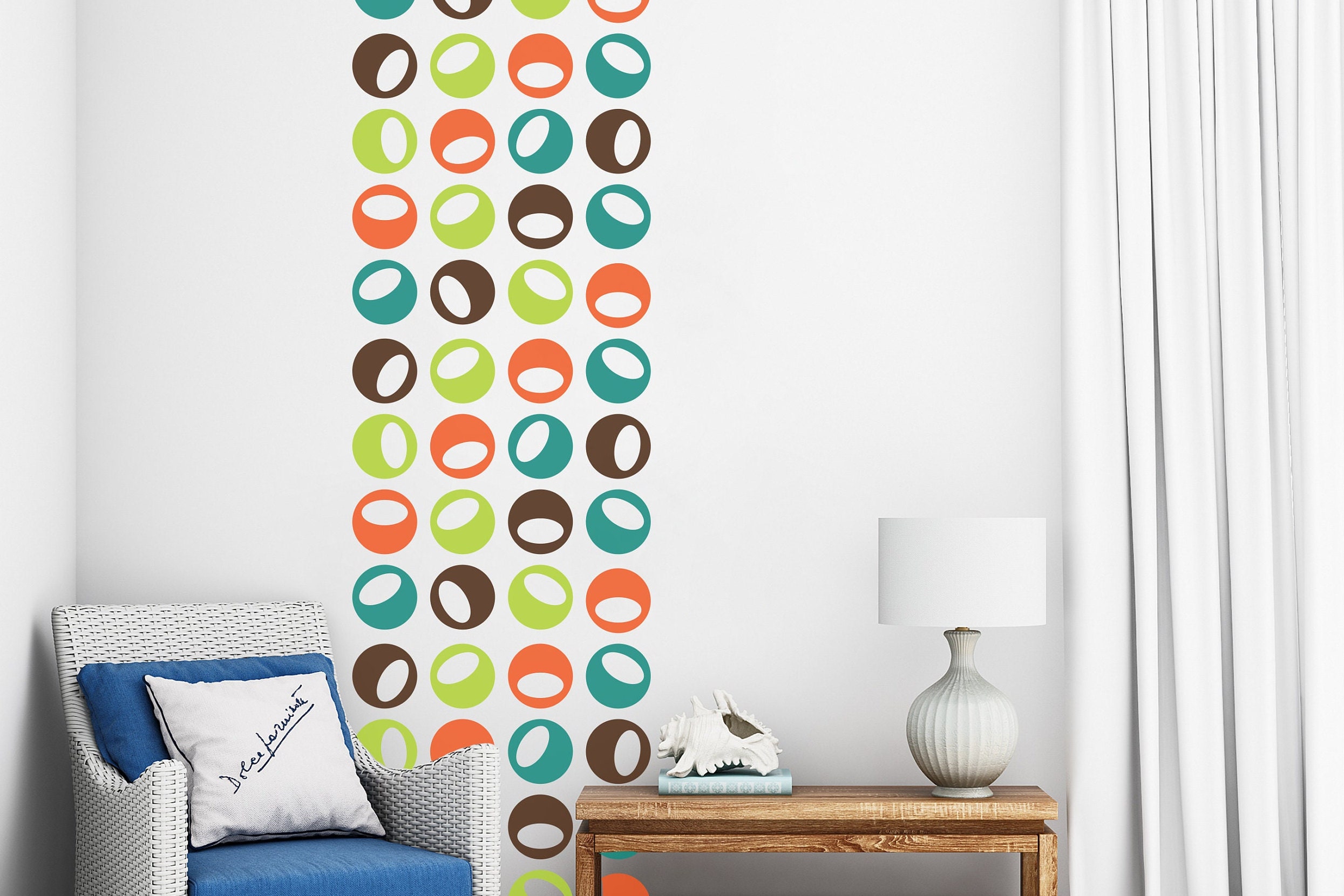 Retro Circles Mid Century Decals Retro 70s Decor Wall - Etsy