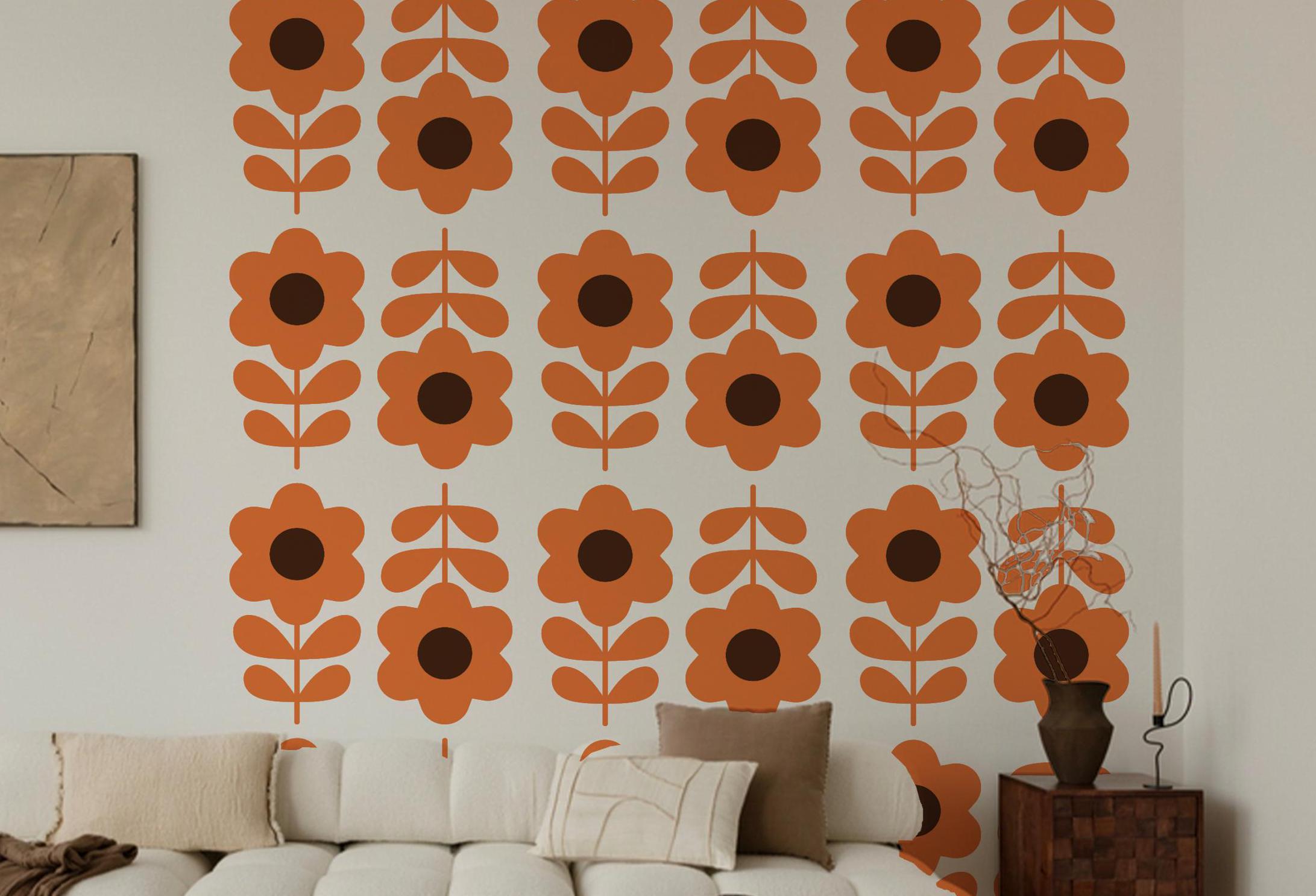 Retro Daisy Flower Wall Decal: 60s 70s Geometric Mid-century Decor - Etsy